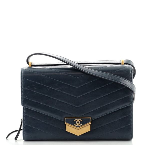 CHANEL | Bags | Chanel Medal Envelope Flap Bag Chevron Calfskin Large ...